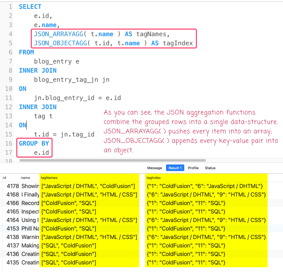 Goodbye GROUP CONCAT Hello JSON ARRAYAGG And JSON OBJECTAGG In
